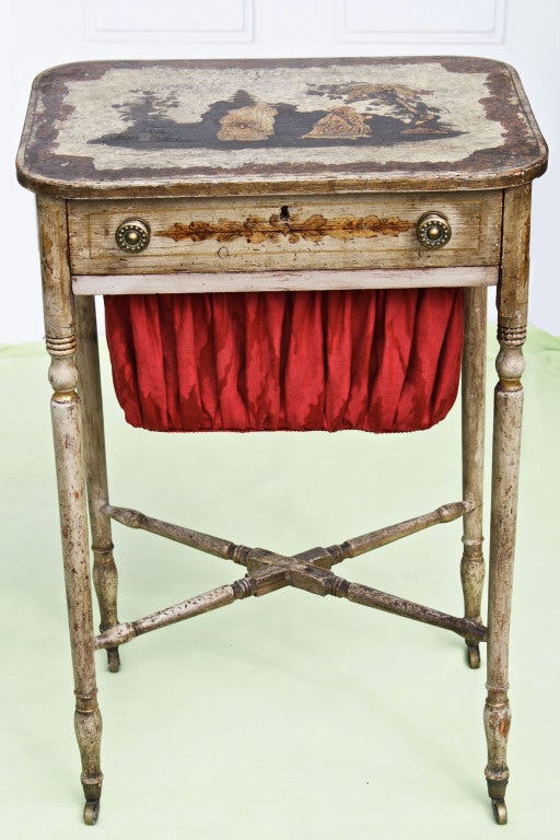 American Federal Japanned and Stenciled Needlework Table For Sale at ...