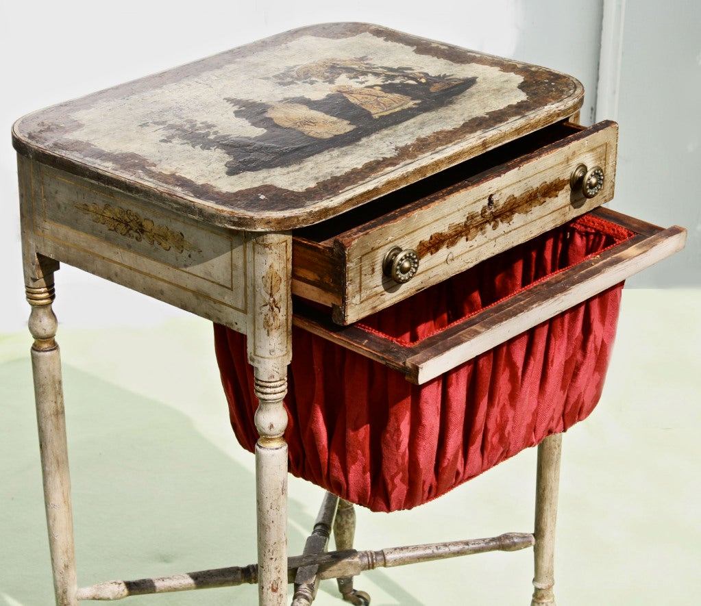 American Federal Japanned and Stenciled Needlework Table For Sale at ...
