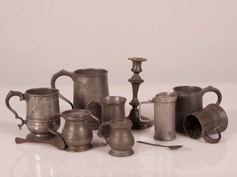 Set of Eleven English Pewter Pieces with Maker Stamps circa 1850 at 1stDibs