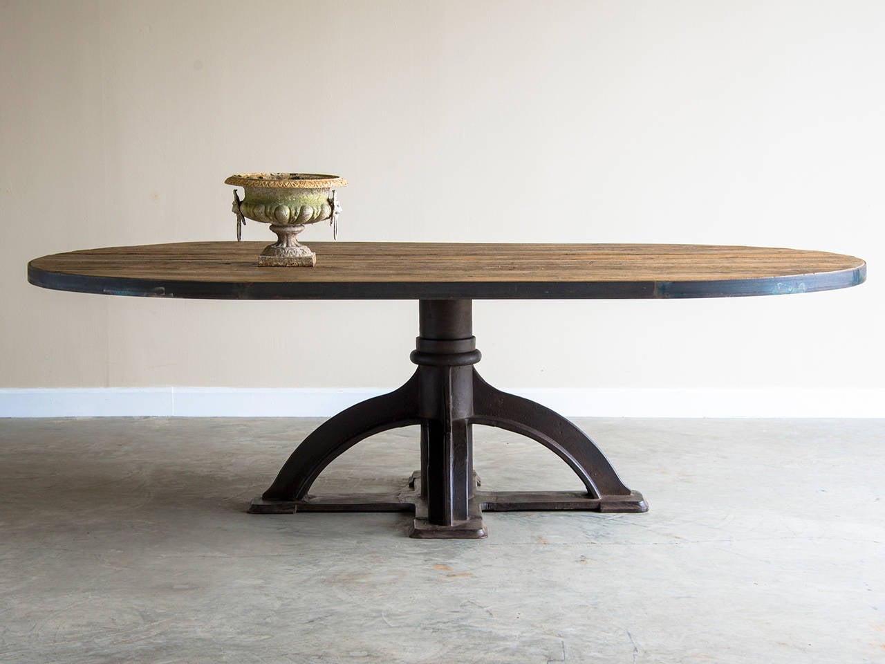 Oval Table, Industrial Fitting Base, Holland, circa 1920, Reclaimed ...