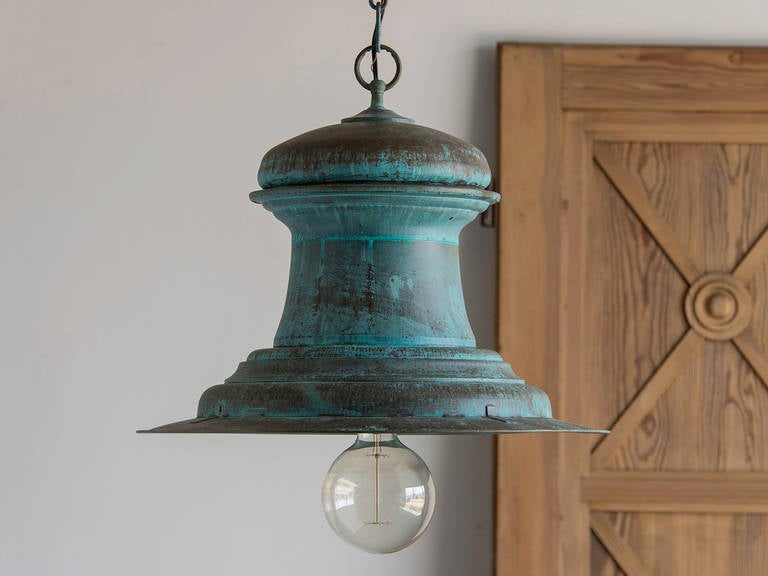Verdigris Copper Industrial Fixture, France circa 1920 at 1stDibs