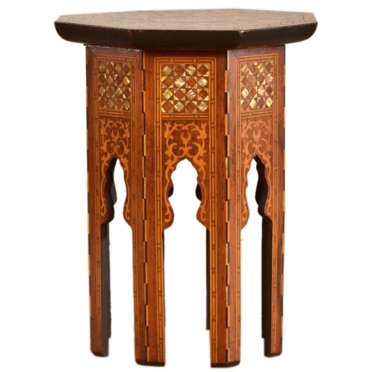Persian Walnut Table Inlaid with Mother of Pearl, Damacus, Syria c.1880 ...