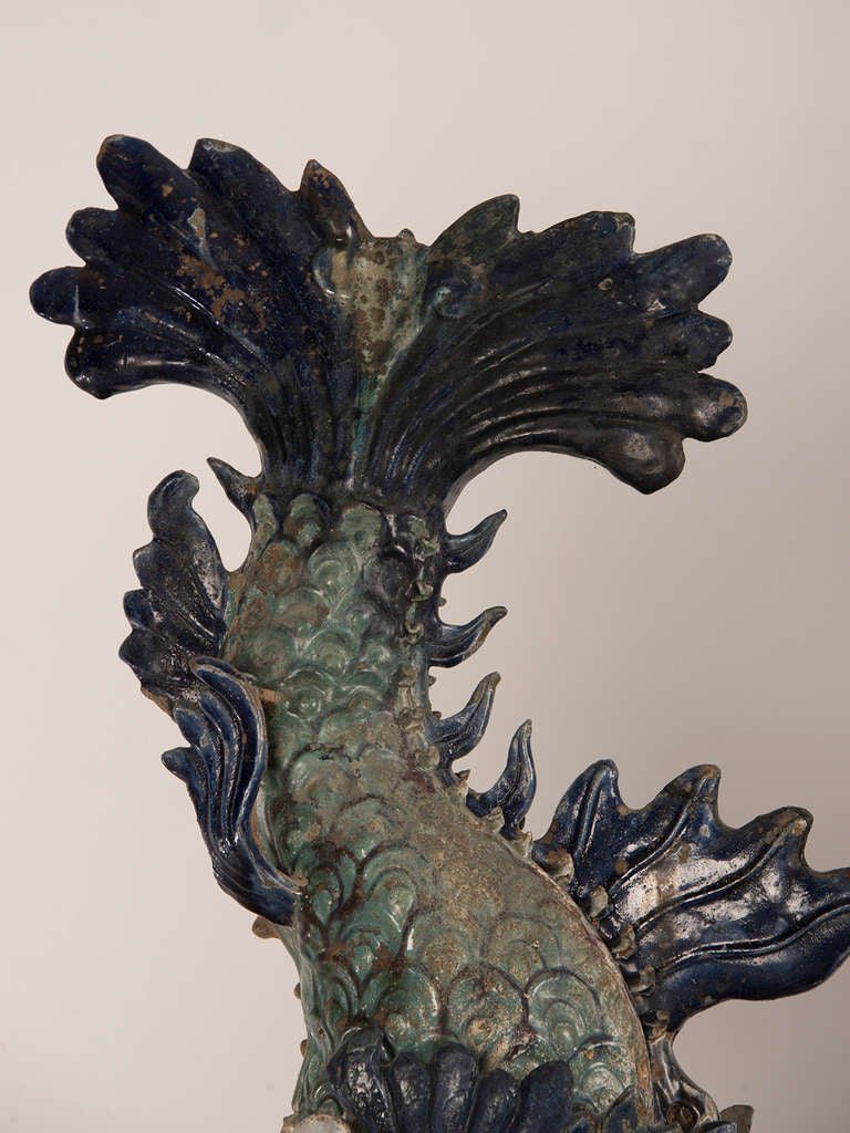 Pair Enormous Fish Roof Tiles, Qing Period China ca.1850 at 1stDibs
