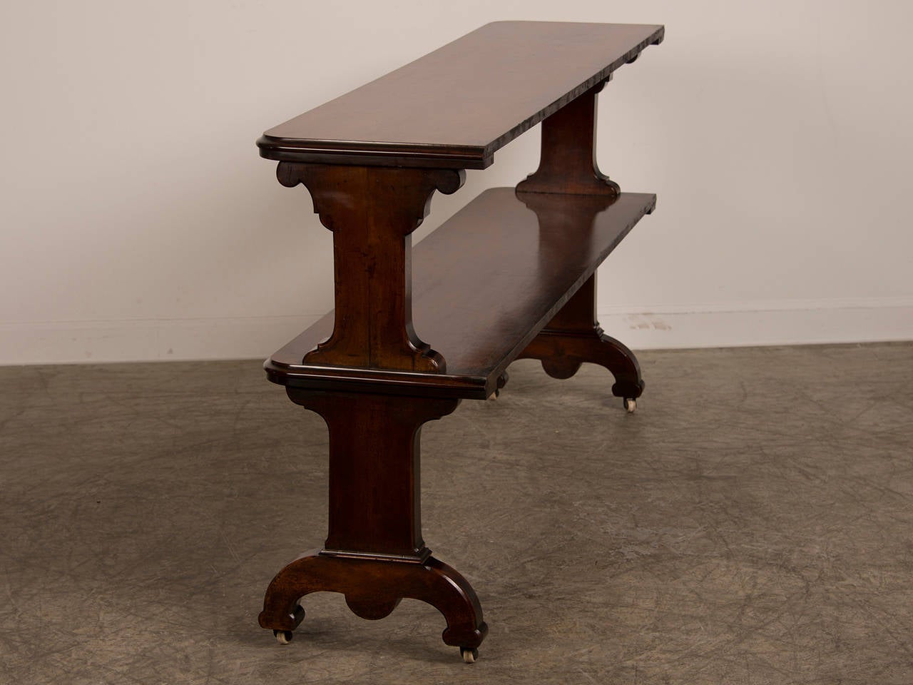 Antique Irish Mahogany Two-Shelf Server with Original Casters, circa ...