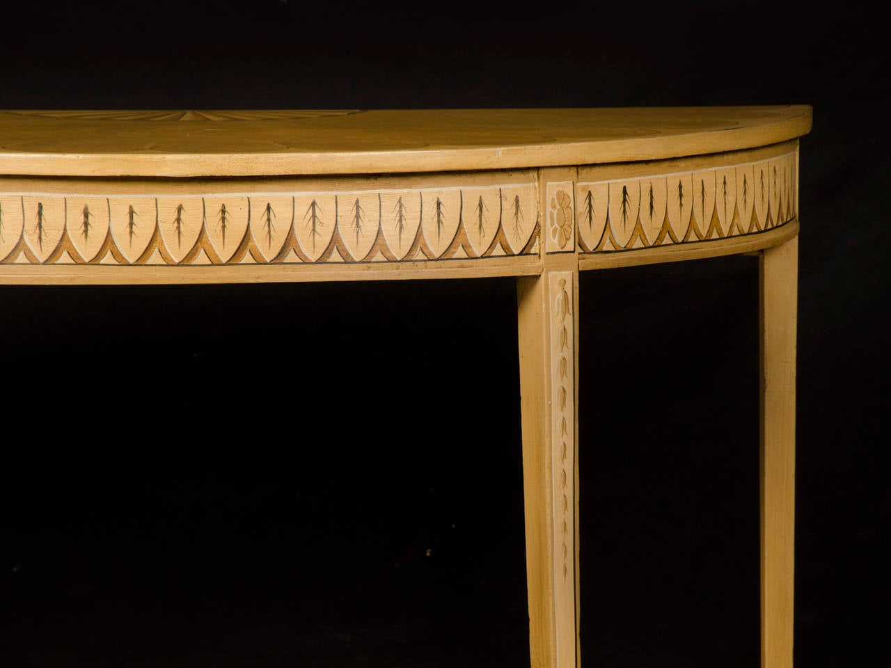 Pair of Antique English Adam Style Painted Demilune Console Tables ...