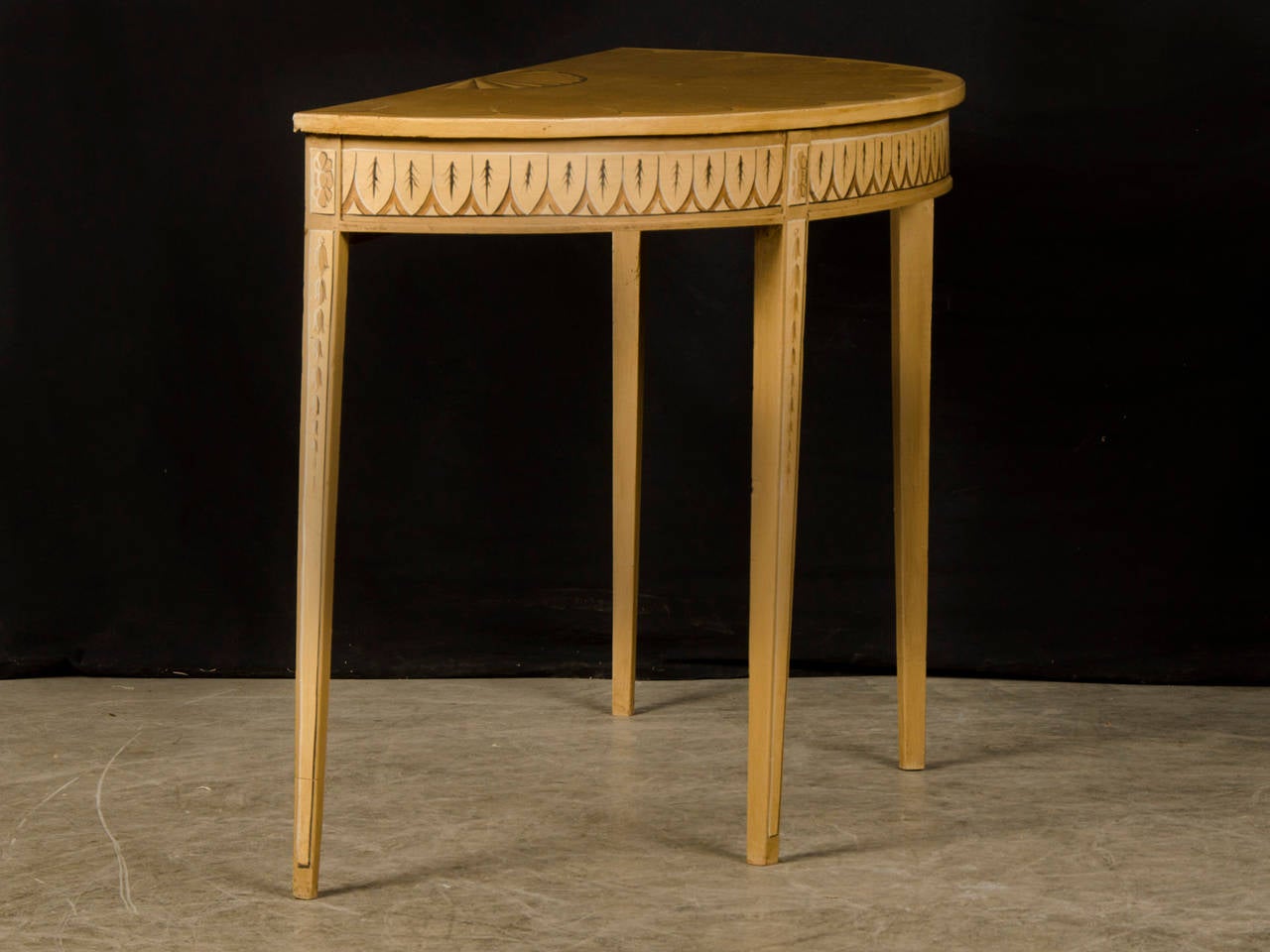 Pair of Antique English Adam Style Painted Demilune Console Tables ...