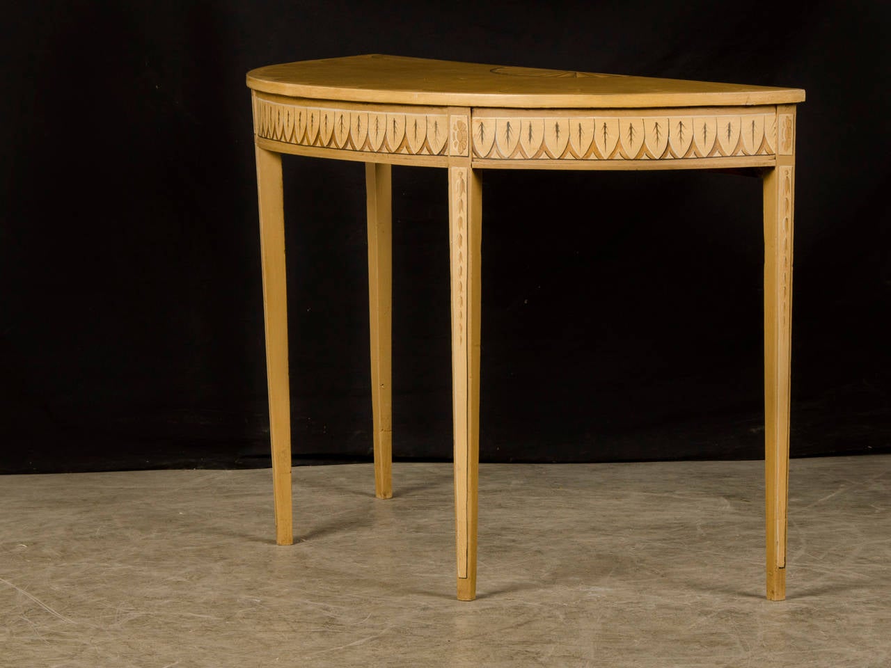 Pair of Antique English Adam Style Painted Demilune Console Tables ...