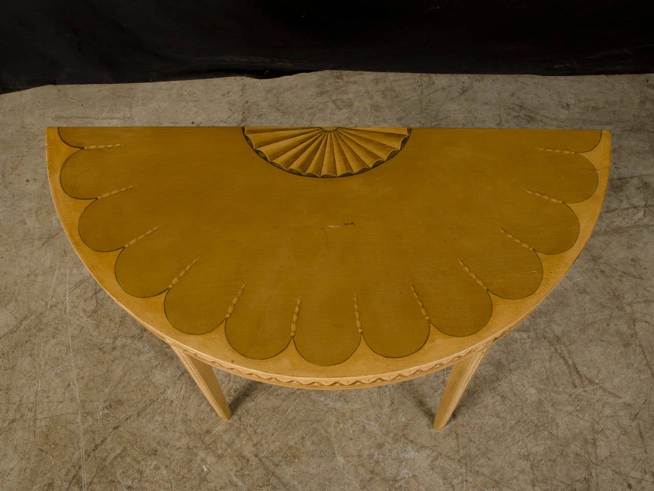 Pair of Antique English Adam Style Painted Demilune Console Tables ...