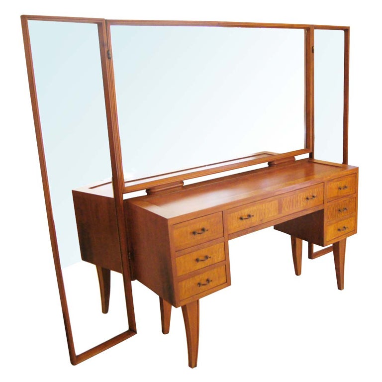 Hollywood Regency Vanity With Triple Mirror at 1stDibs