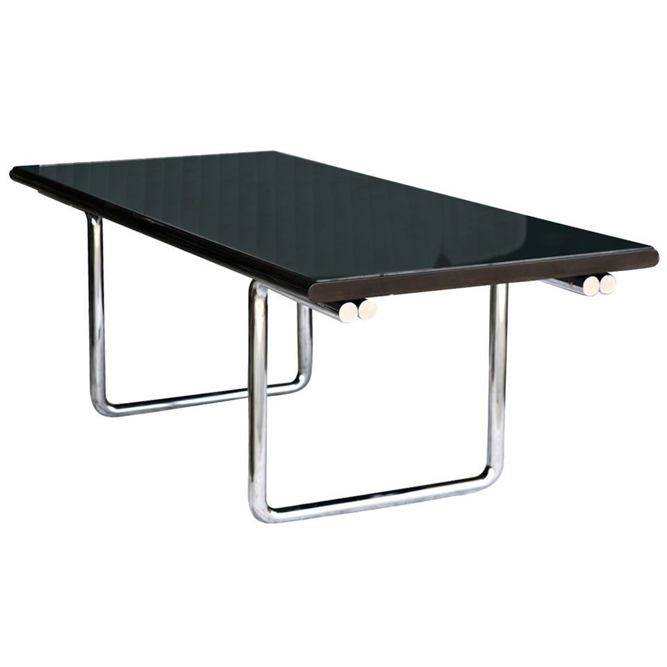Castelli Black Laminated Desk With Chrome Base at 1stDibs