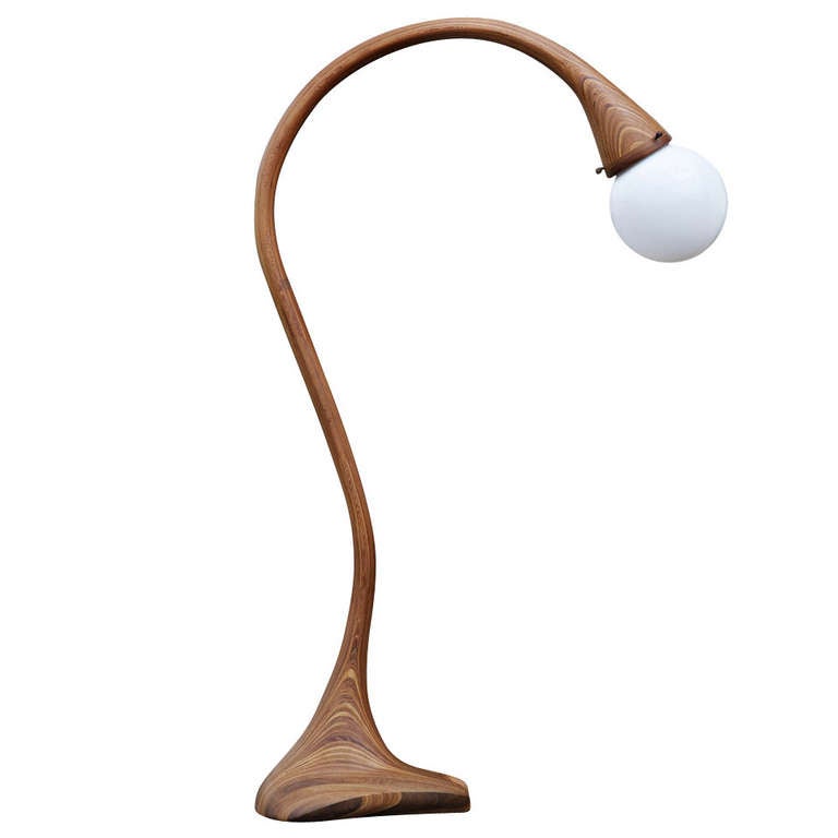 Large Arched Wooden Floor Lamp by Michael Gilmartin at 1stDibs