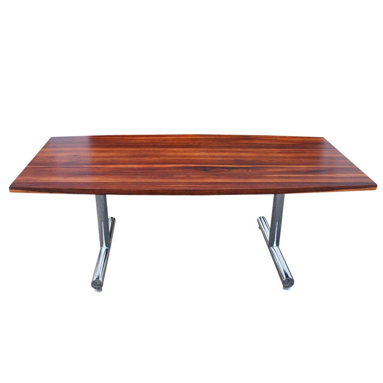 6.5FT Pieff Rosewood Chrome Table Desk For Sale at 1stDibs