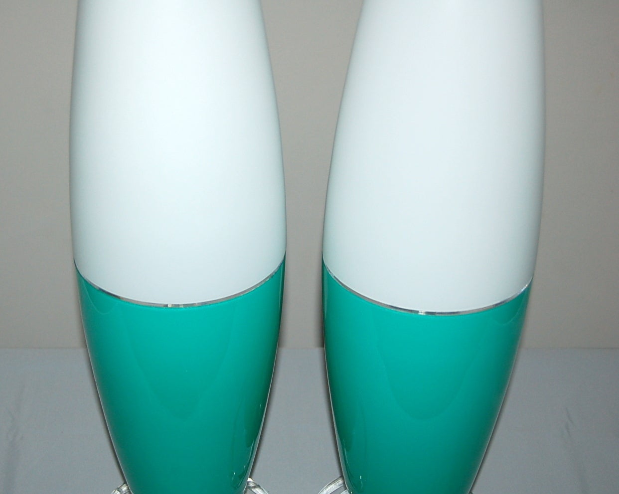 Pair of Aqua Space Age Murano Capsule Lamps, 1960s For Sale at 1stDibs