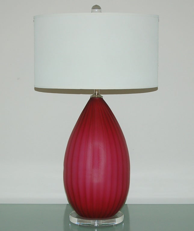 Monumental Vintage Murano Lamps in Raspberry For Sale at 1stDibs