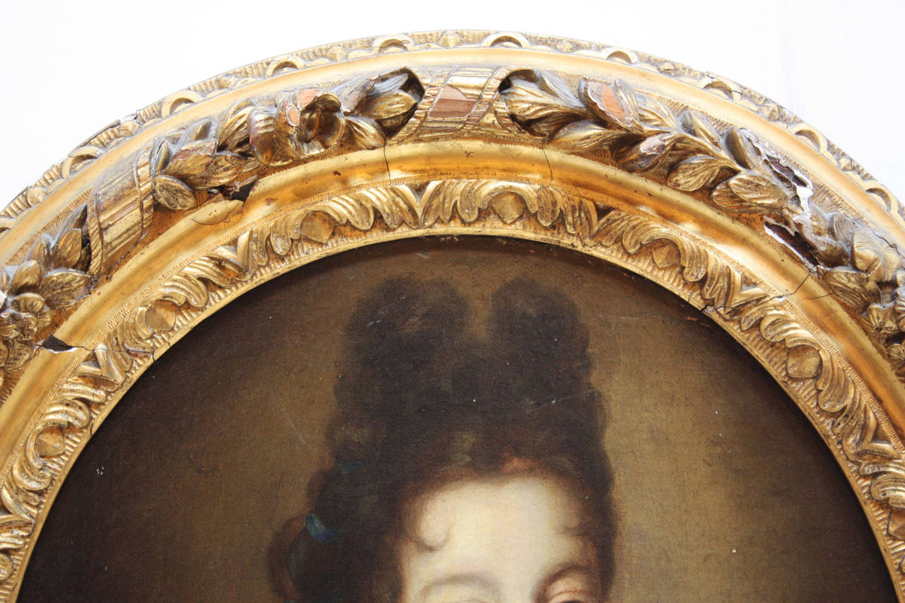 Portrait of Young Woman in Oval Giltwood Frame at 1stDibs
