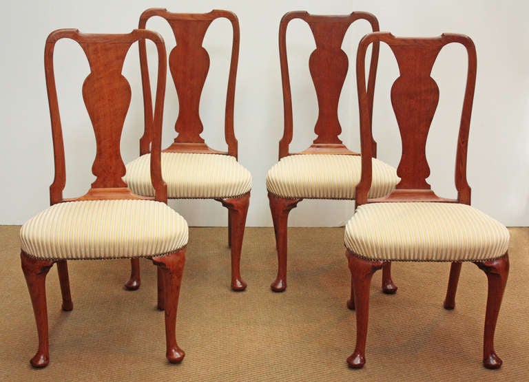 Set of Georgian Chairs with Urn Form Splats / Queen Anne Style at 1stDibs