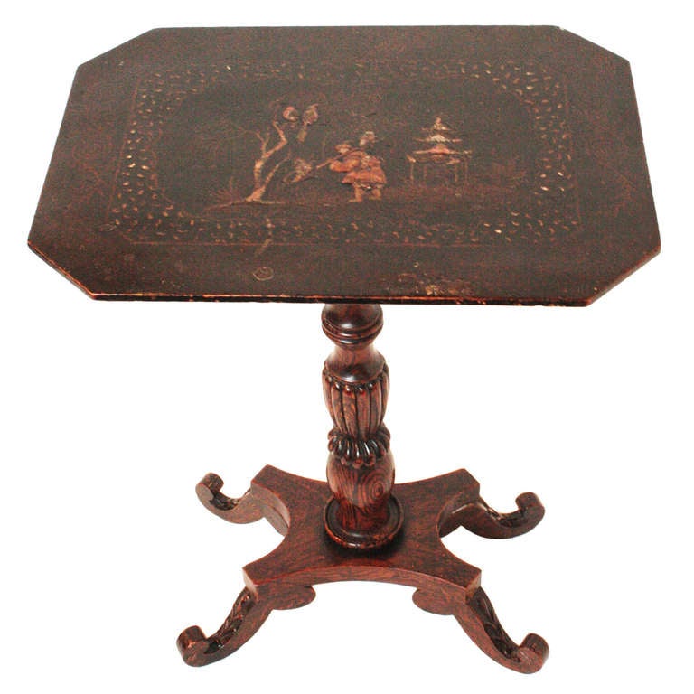 19th c. Regency Octagonal Chinoiserie Card Table at 1stDibs
