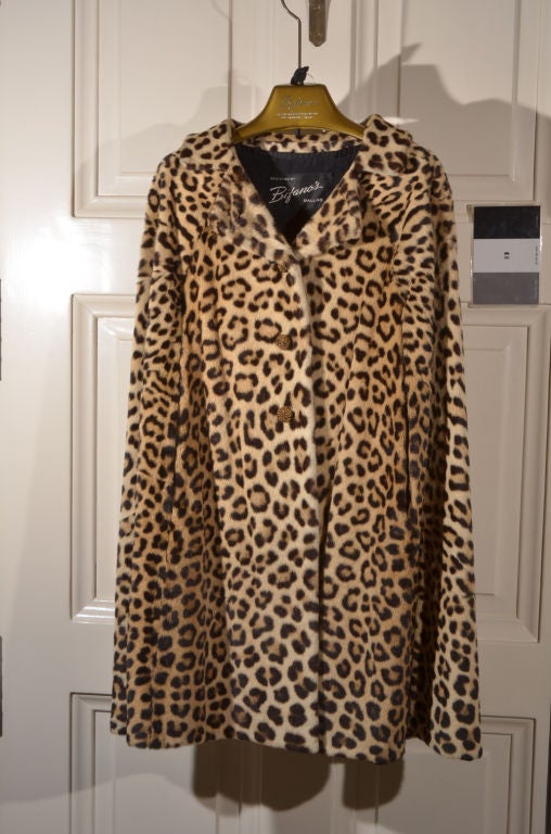 Vintage Leopard Cape and Muff by Bifano's Furs / Dallas, Texas at 1stDibs
