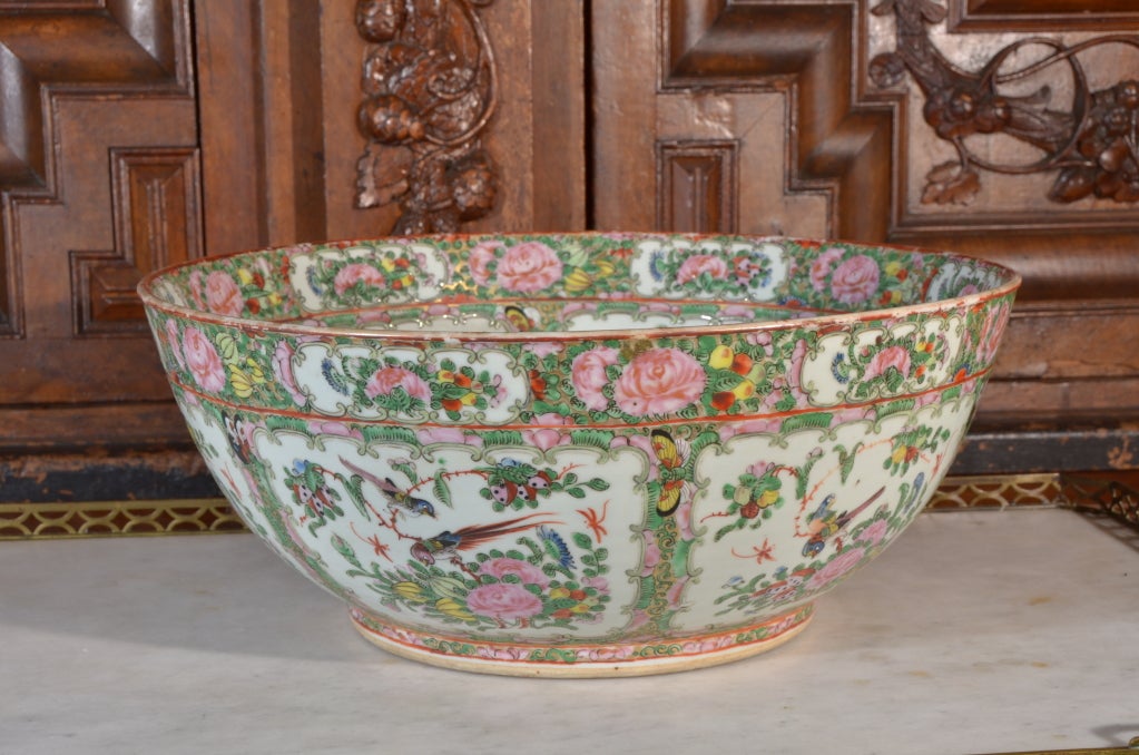 Large Rose Medallion Bowl at 1stDibs