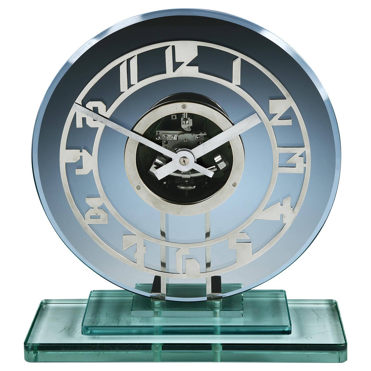 Art Deco 'Skeleton' clock by ATO at 1stDibs | chrome skeleton clock