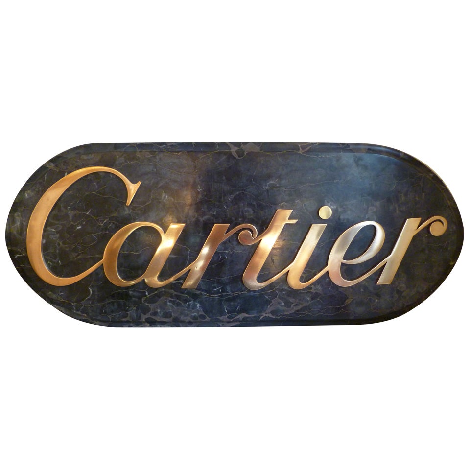 Bronze And Marble Cartier Sign at 1stDibs