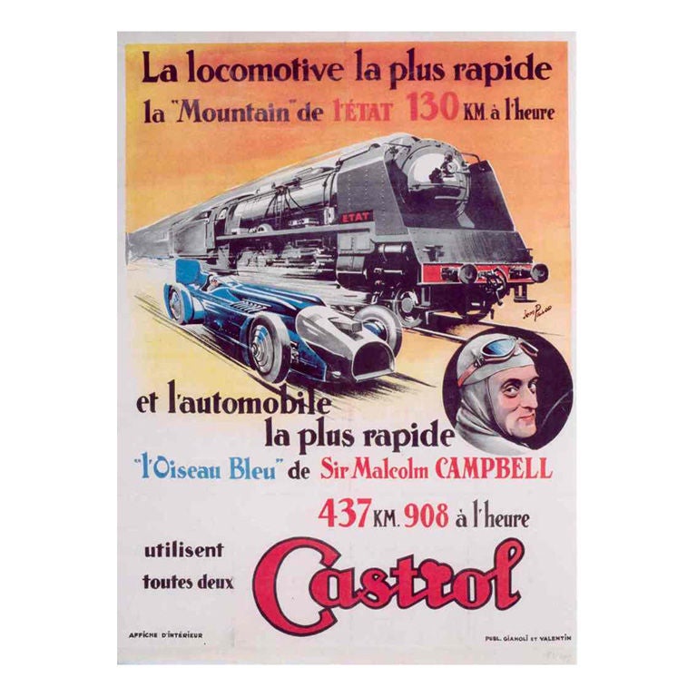 Original 'Castrol' poster by Jean Pillod, 1930 For Sale at 1stDibs