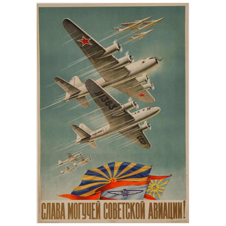 Original Russian Aviation Poster, 1951 For Sale at 1stDibs