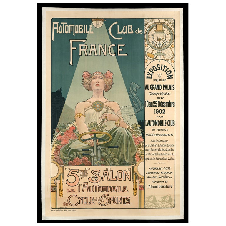 Original 'Automobile Club de France' poster, 1902 For Sale at 1stDibs