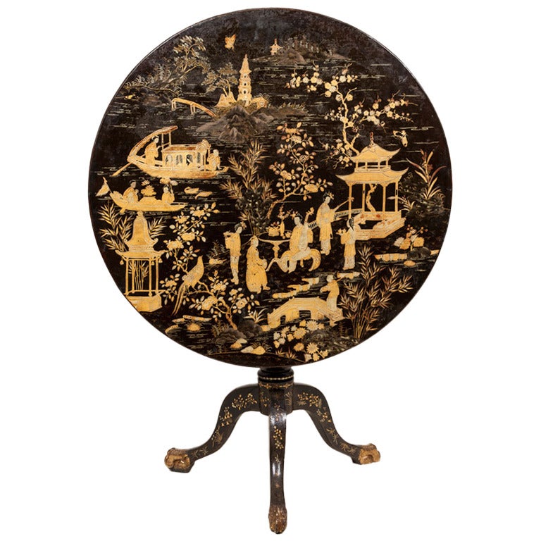 Chinese Export Lacquer Tripod Table at 1stDibs