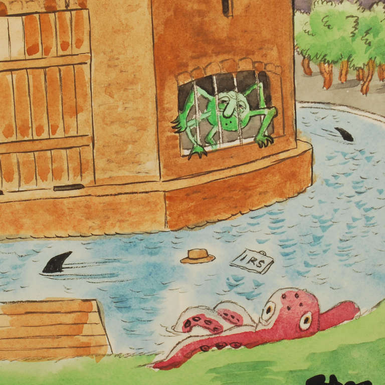 Chas Addams Signed Original Color Cartoon Illustration For Sale at 1stDibs