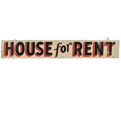 Vintage House For Rent Hand Painted Wood Sign For Sale at 1stDibs