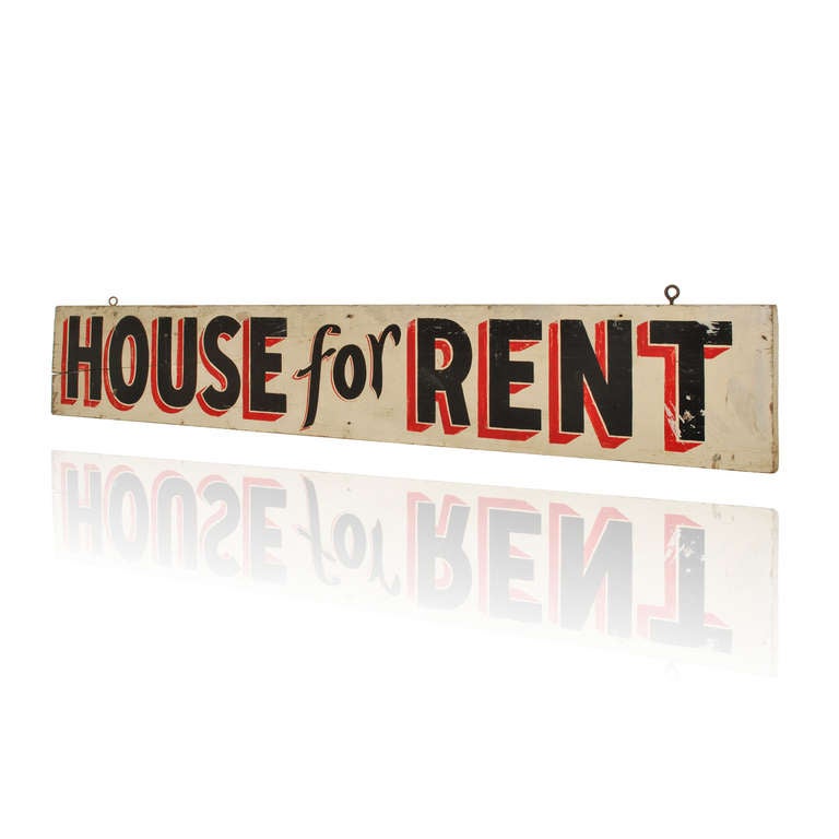 Vintage House For Rent Hand Painted Wood Sign For Sale at 1stDibs