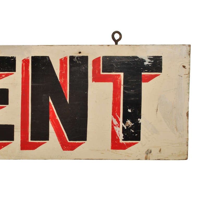 Vintage House For Rent Hand Painted Wood Sign For Sale at 1stDibs