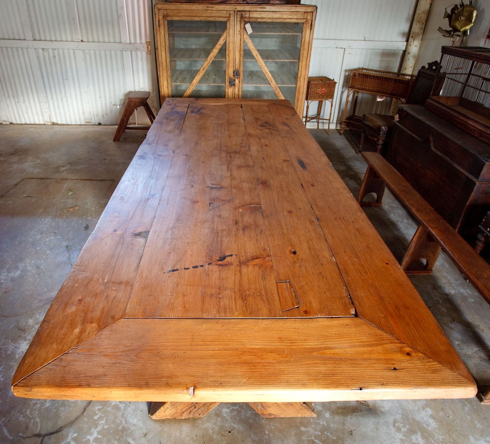 French Country Rustic Farm Dining Table at 1stDibs