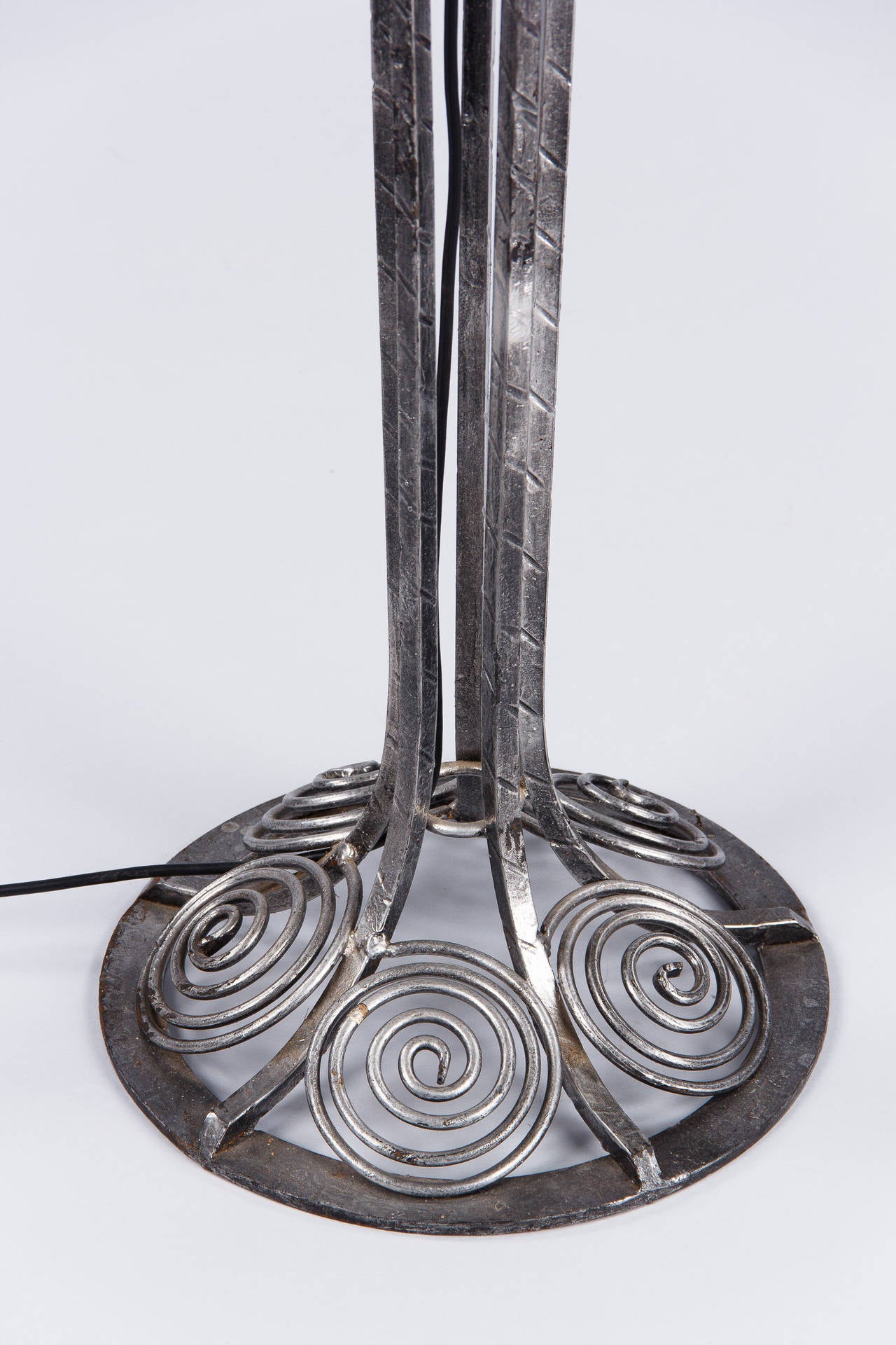1930s French Art Deco Forged Iron Floor Lamp at 1stDibs
