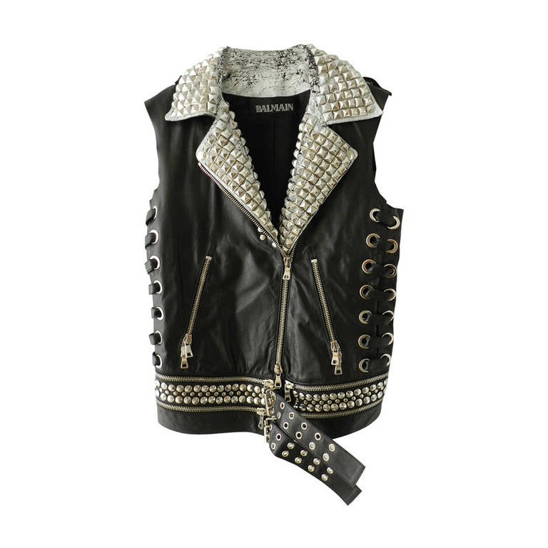 Balmain Studded Leather Runway Vest at 1stDibs