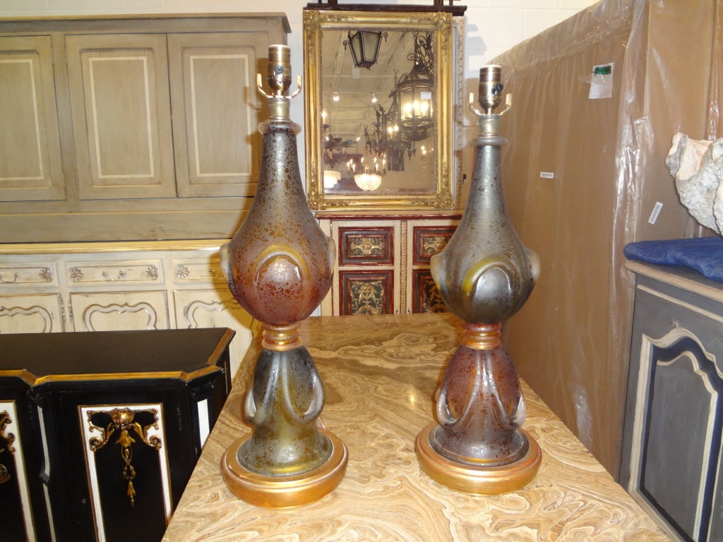 Pair Of Murano Glass Lamps By Seguso For Sale at 1stDibs
