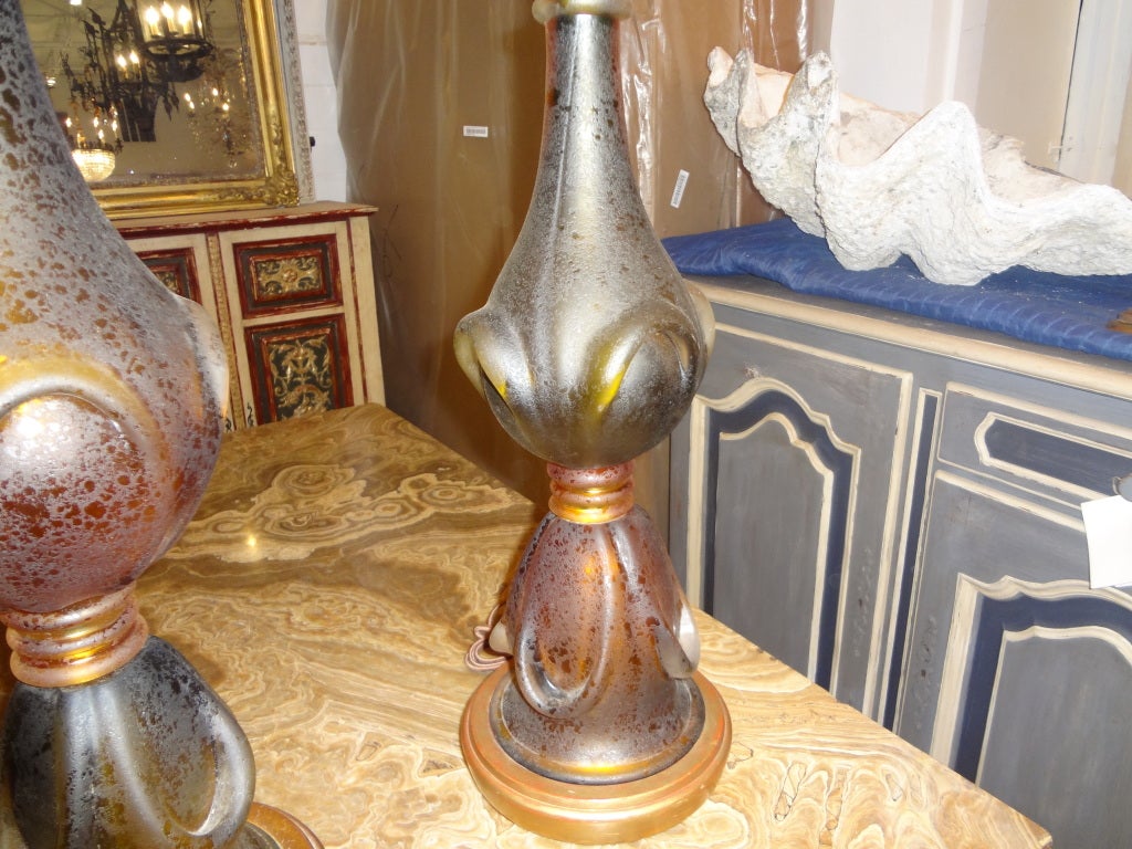 Pair Of Murano Glass Lamps By Seguso For Sale at 1stDibs