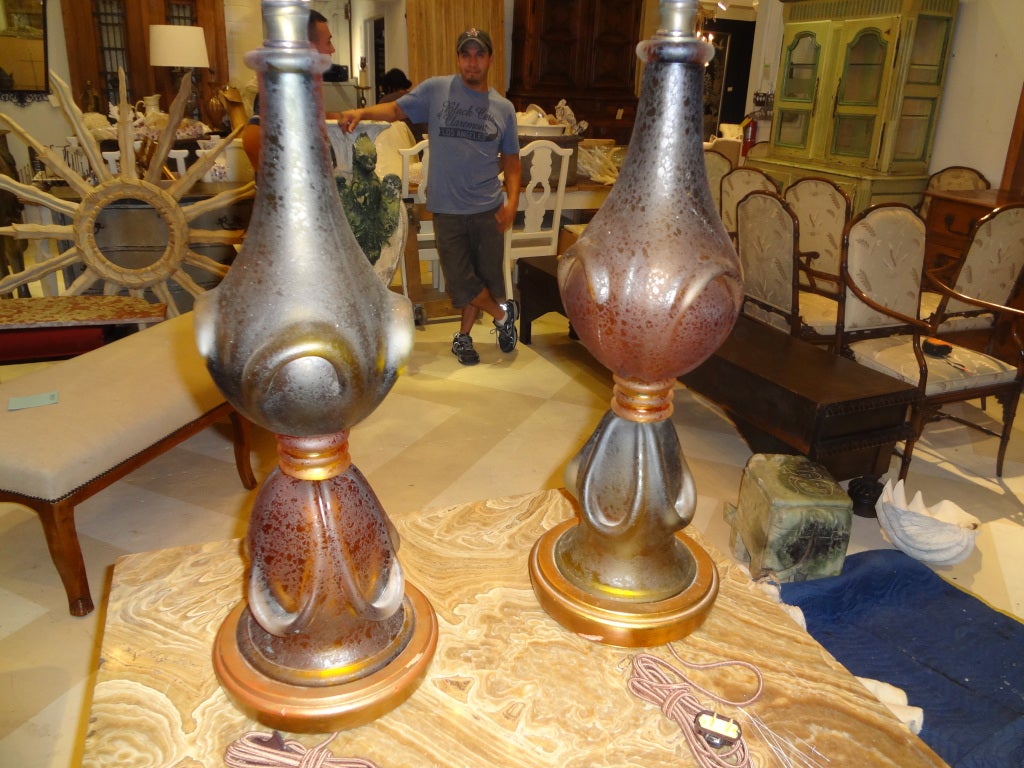 Pair Of Murano Glass Lamps By Seguso For Sale at 1stDibs