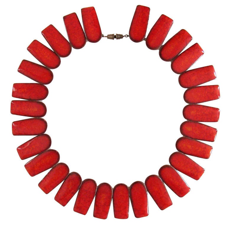 1950s Danish Modern Bronsted Ceramic Necklace For Sale at 1stDibs