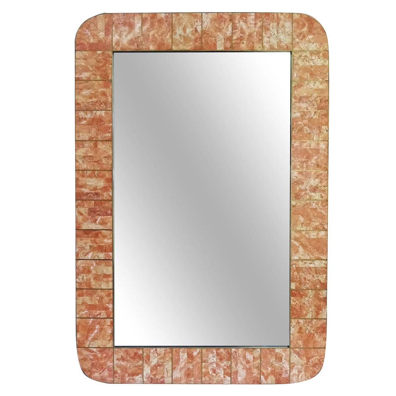 Large Maitland-Smith Coral Marble Mirror, 1970s For Sale at 1stDibs