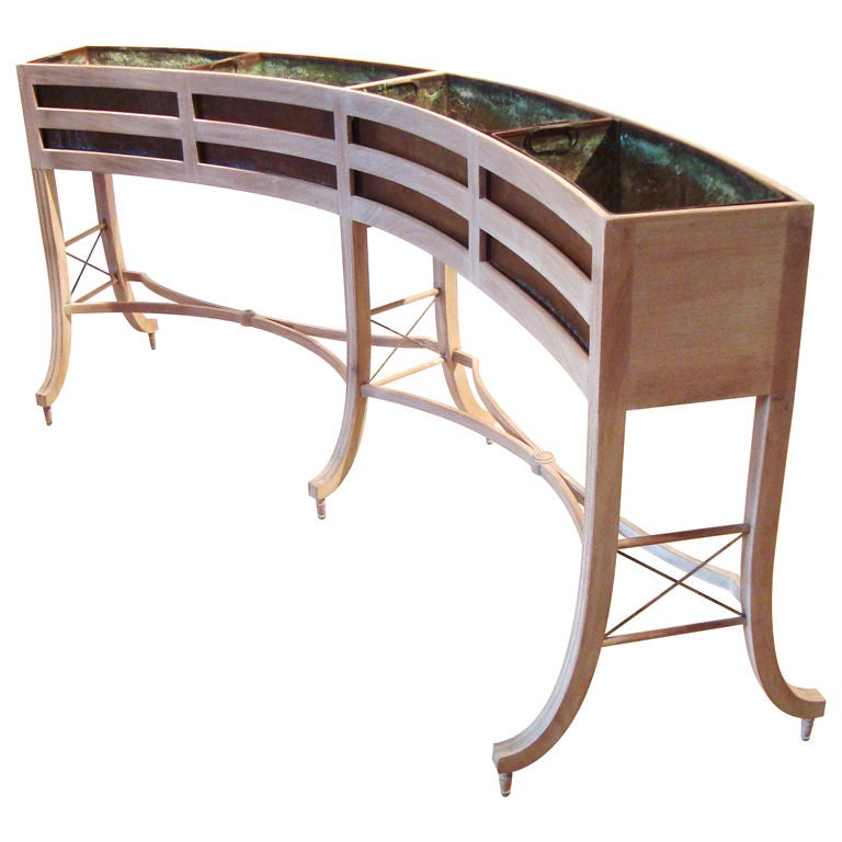 Rare 1930's English Regency Bleached Mahogany Curved Plant Stand at 1stdibs