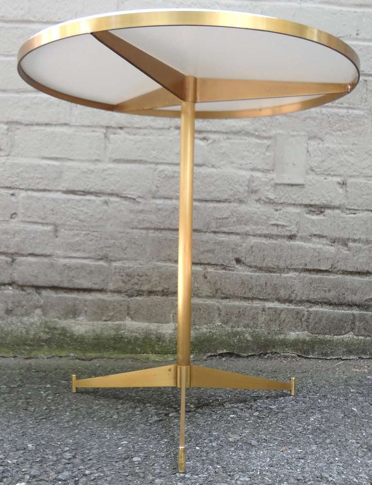 1950's Paul McCobb White Glass and Brass Cigarette Table at 1stDibs
