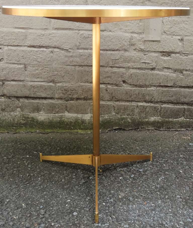1950's Paul McCobb White Glass and Brass Cigarette Table at 1stDibs