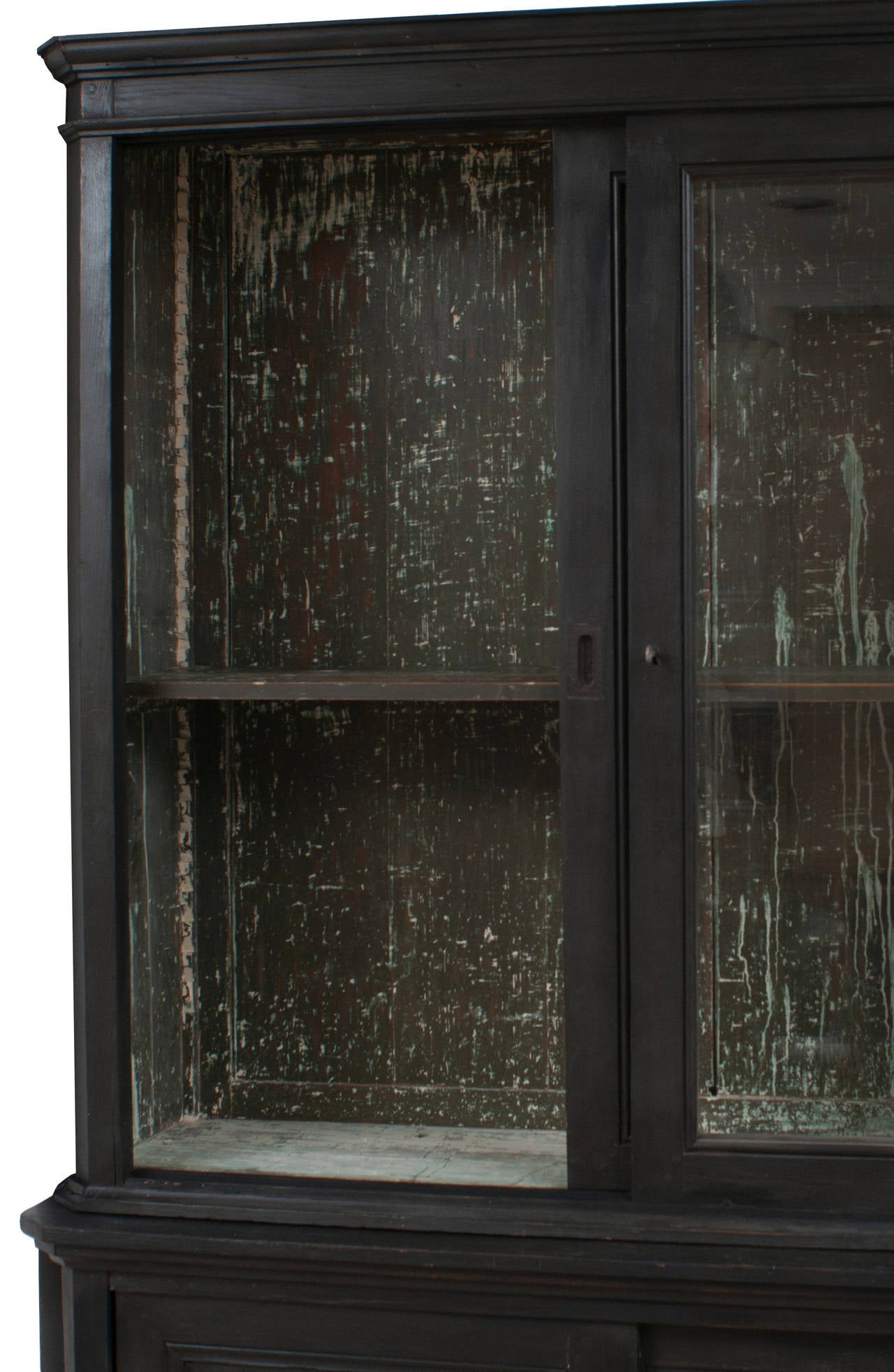 A Black Painted Napoleon III Glass Front Bookcase. at 1stDibs