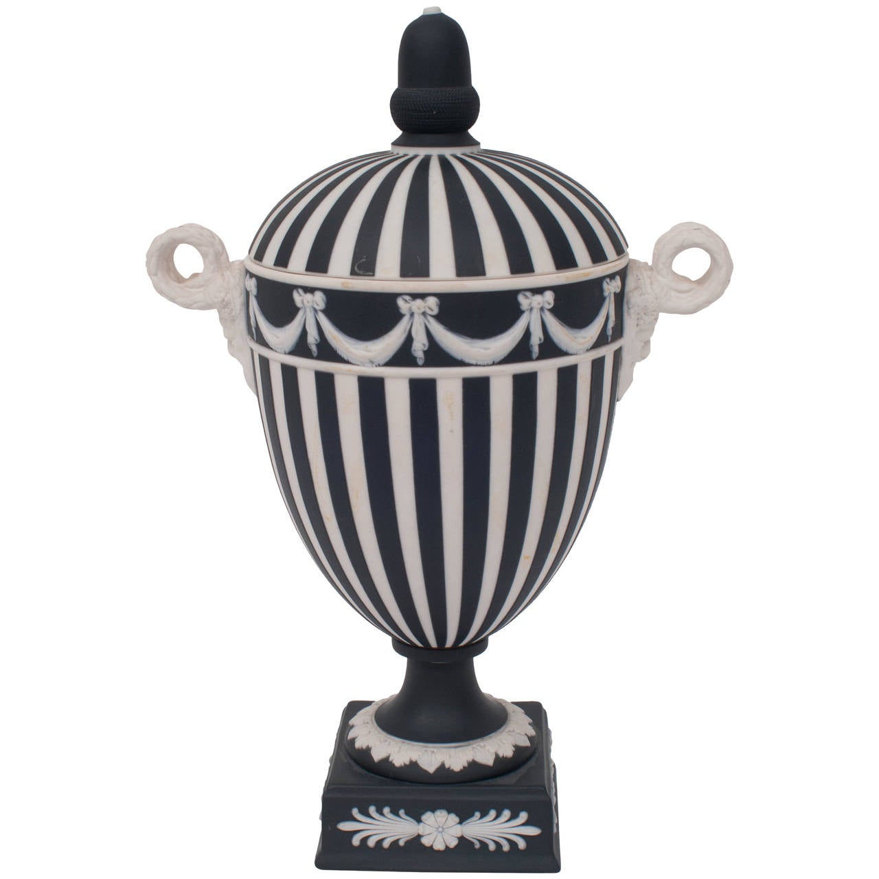 Petite Wedgwood Black Jasperware Lidded Urn at 1stDibs