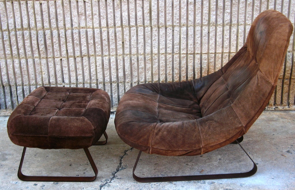Suede Earth Chair and Ottoman by Percival Lafer For Sale at 1stDibs