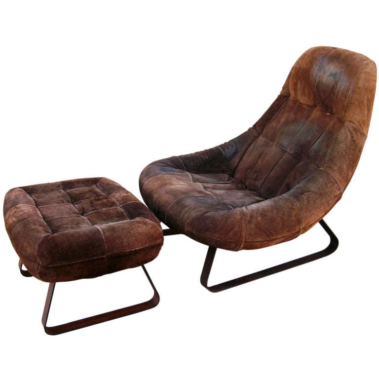 Suede Earth Chair and Ottoman by Percival Lafer For Sale at 1stDibs