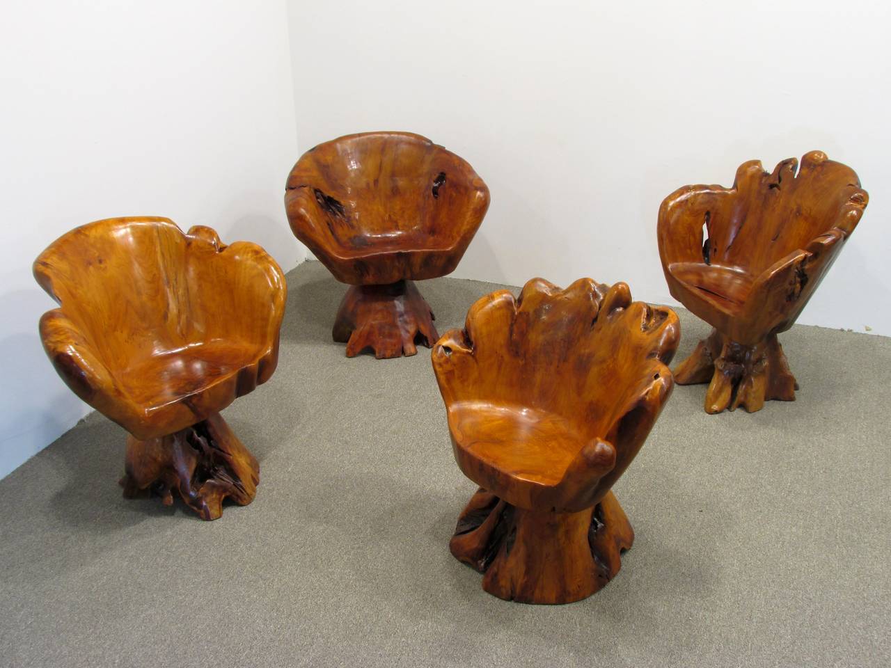 Set of Four Cedar Burl Chairs at 1stDibs