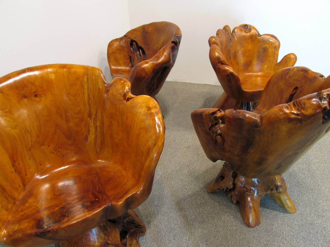 Set of Four Cedar Burl Chairs at 1stDibs